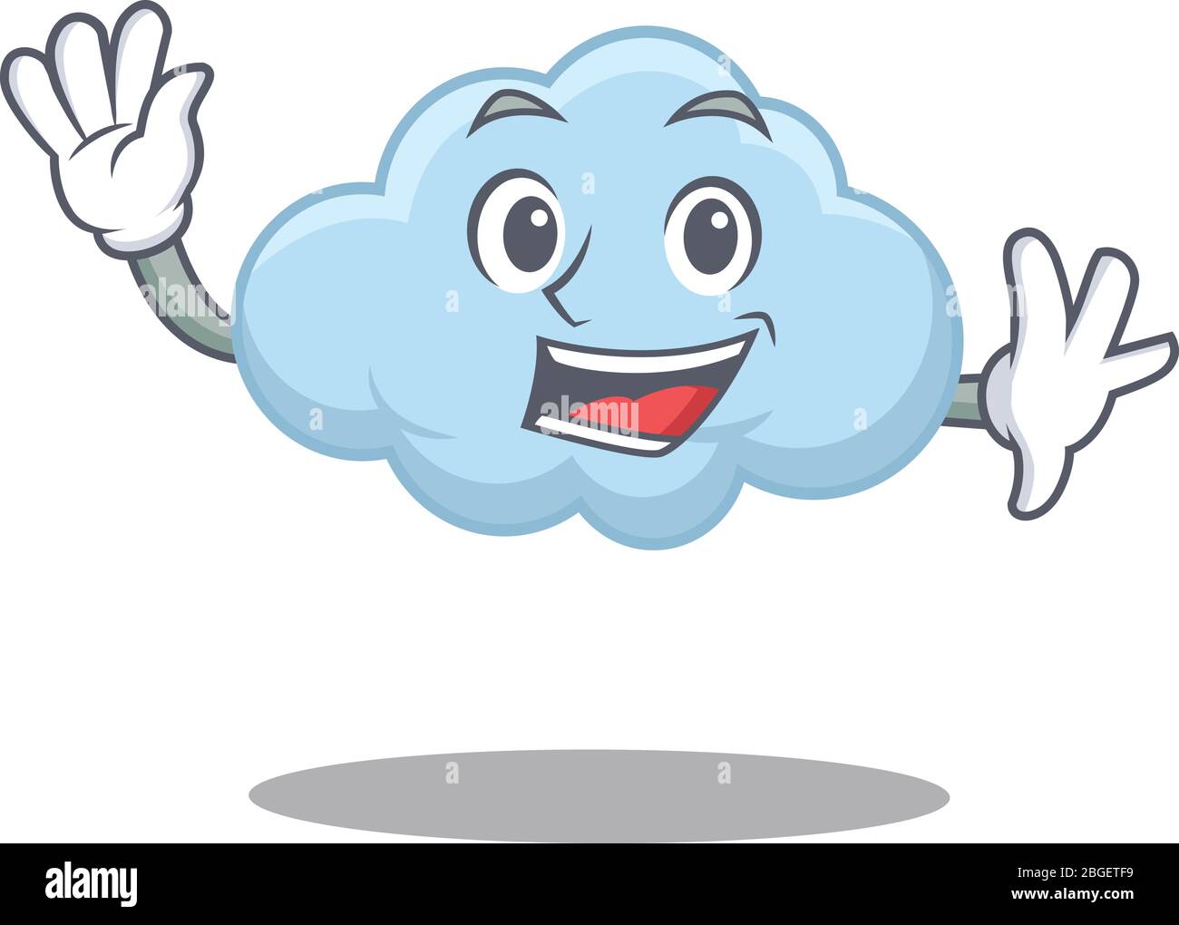 A charismatic blue cloud mascot design style smiling and waving hand ...