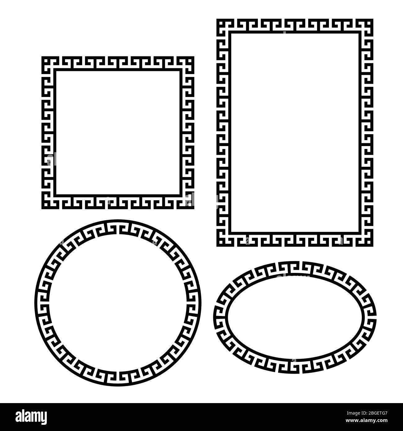 Greek key border frame round, square set. Vector Stock Vector Image ...