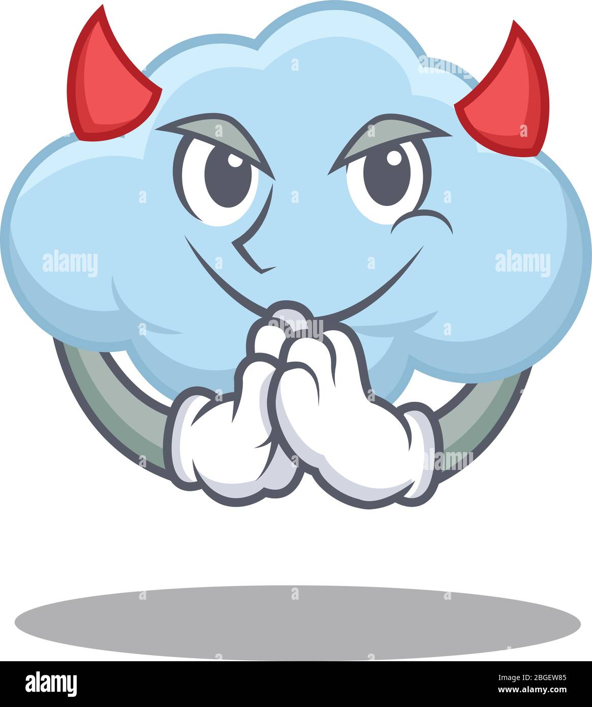 Blue cloud dressed as devil cartoon character design style Stock Vector ...