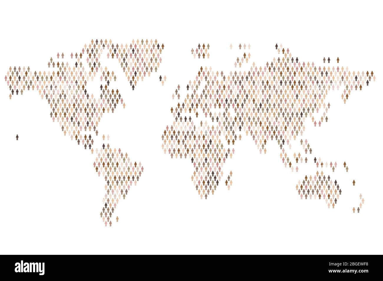 global population infographic. Map made from stick figure people Stock ...
