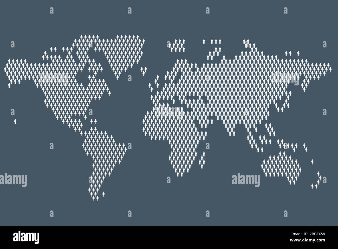 global population infographic. Map made from stick figure people Stock ...