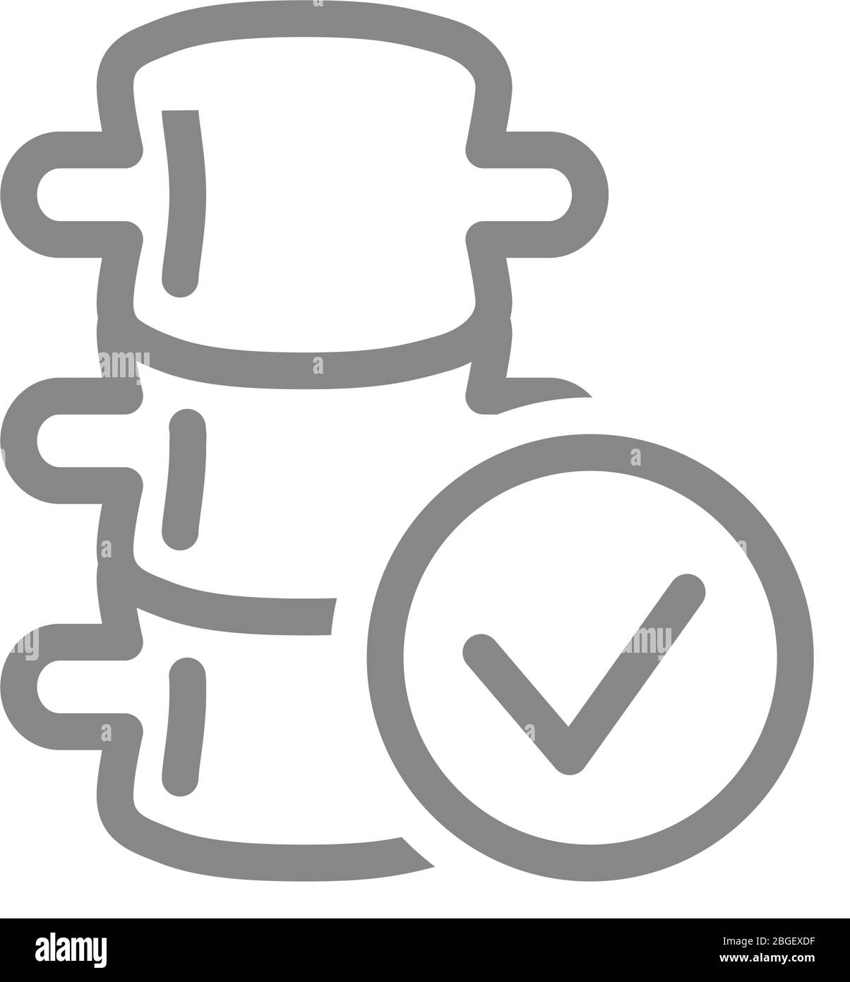 Spine with tick checkmark line icon. Healthy backbone symbol Stock ...