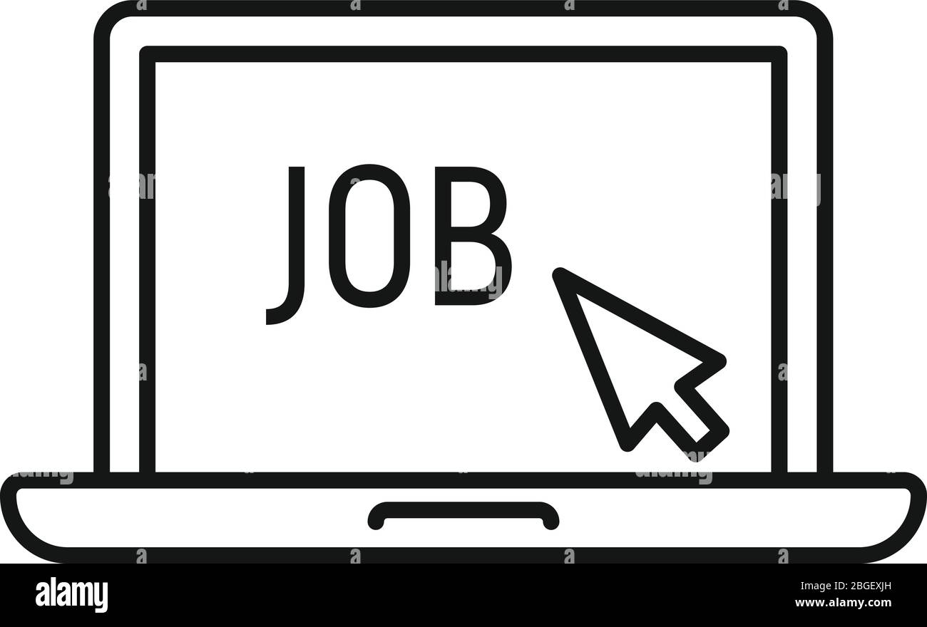 Laptop job search icon. Outline laptop job search vector icon for web ...