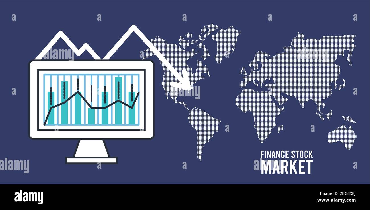 economic recession infographic with desktop and earth maps Stock Vector ...