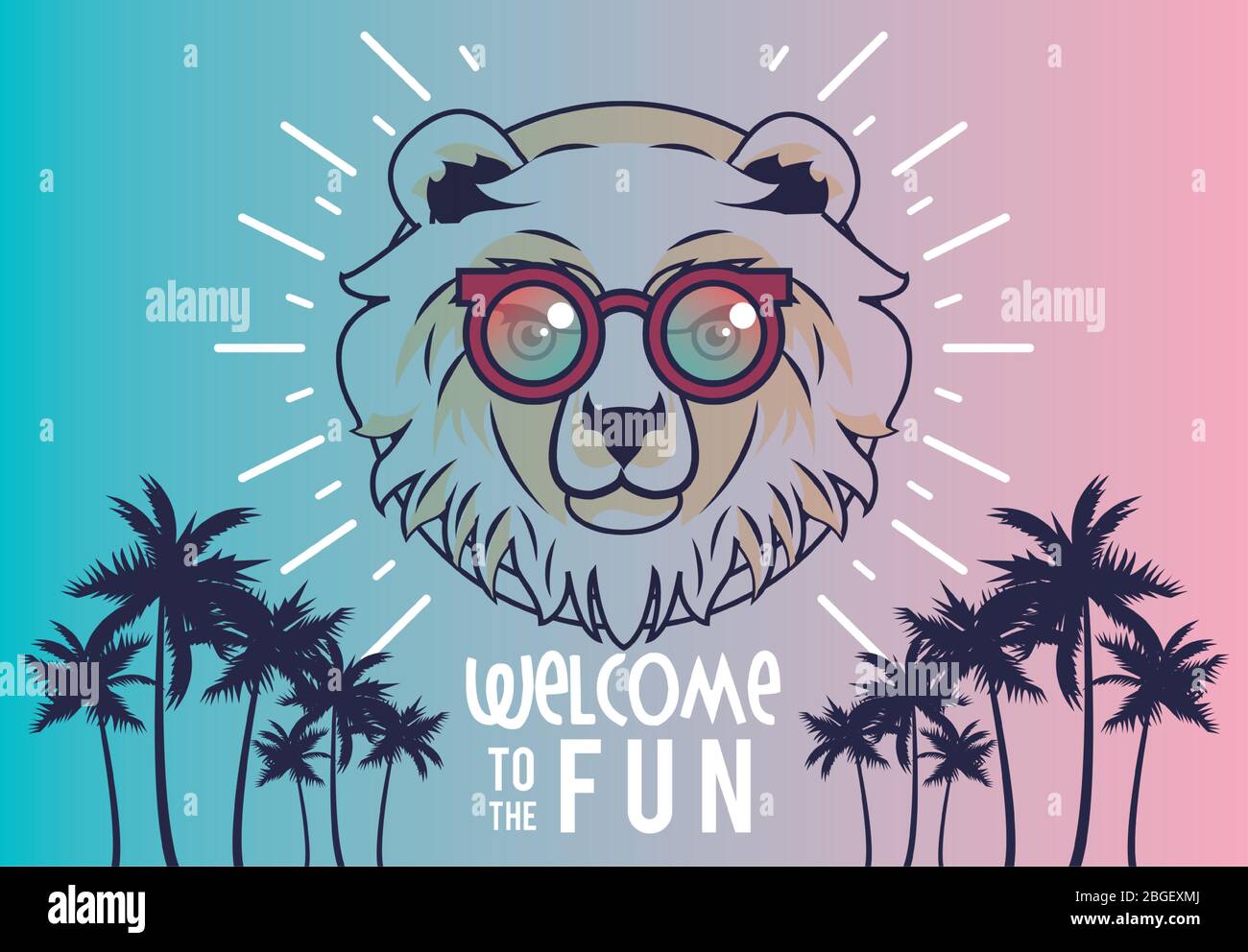 welcome to the fun with bear using glasses Stock Vector Image & Art - Alamy
