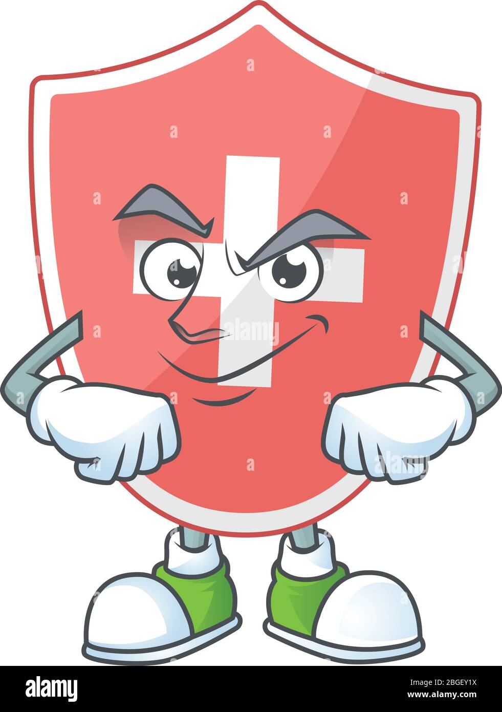 Medical shield mascot design style with grinning face Stock Vector ...