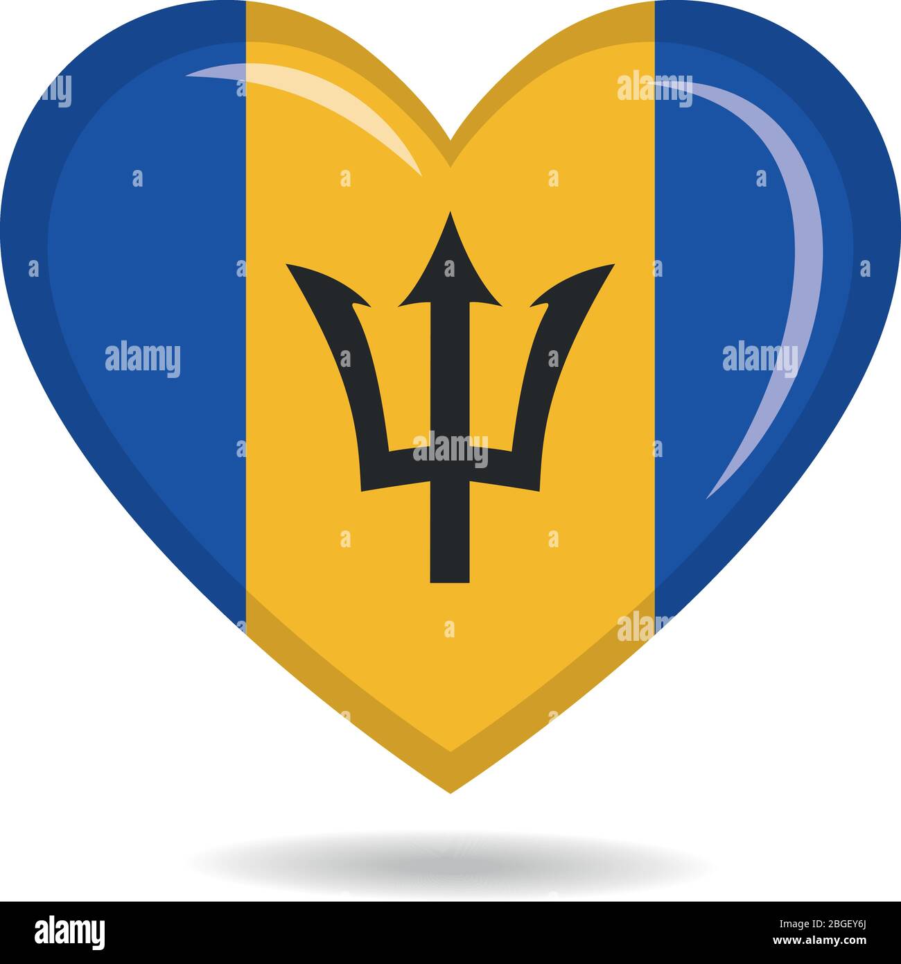 Barbados national flag in heart shape vector illustration Stock Vector ...