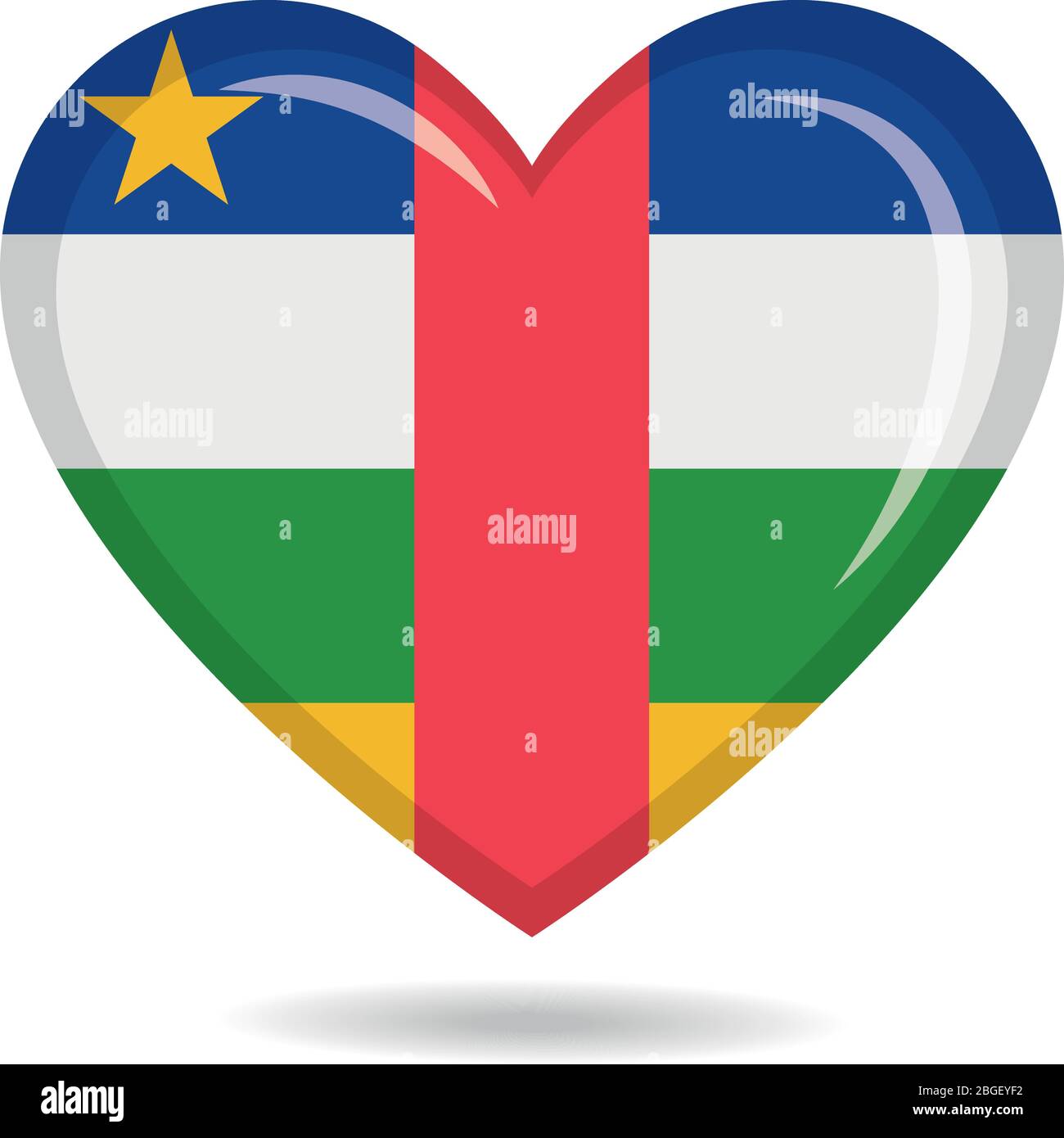 Central African Republic National Flag In Heart Shape Vector