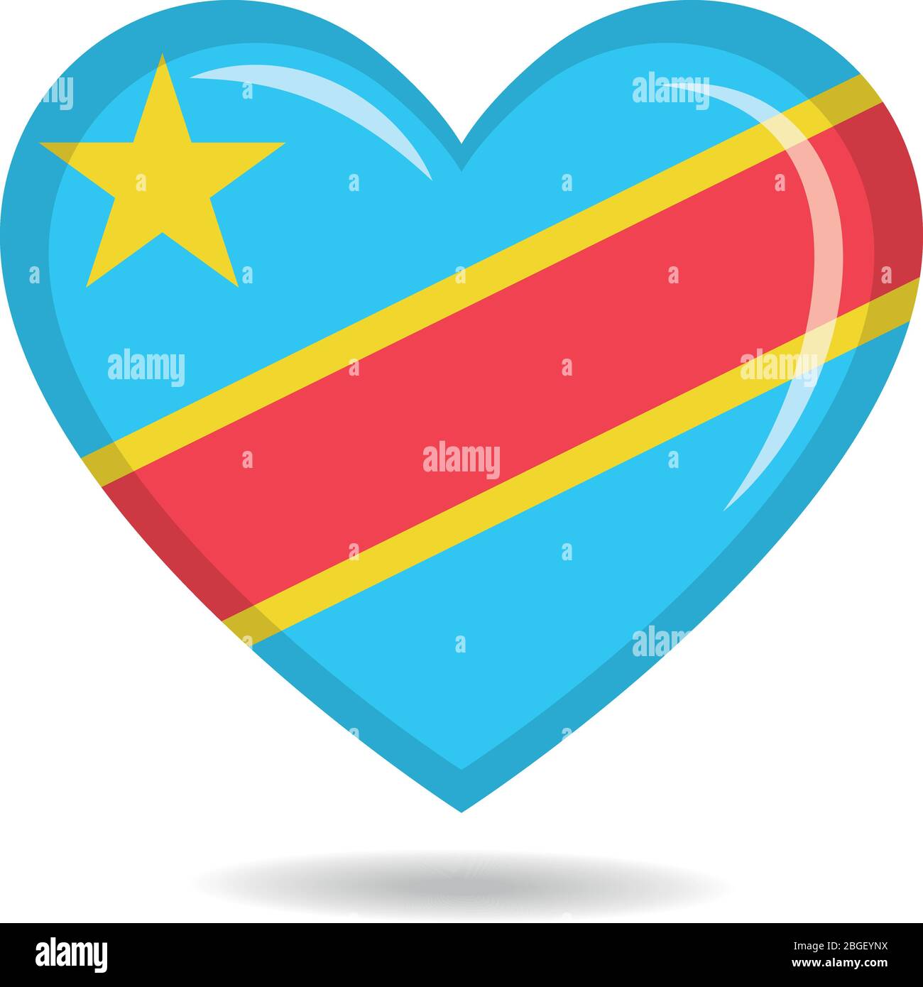 Democratic Republic Of Congo National Flag In Heart Shape Vector