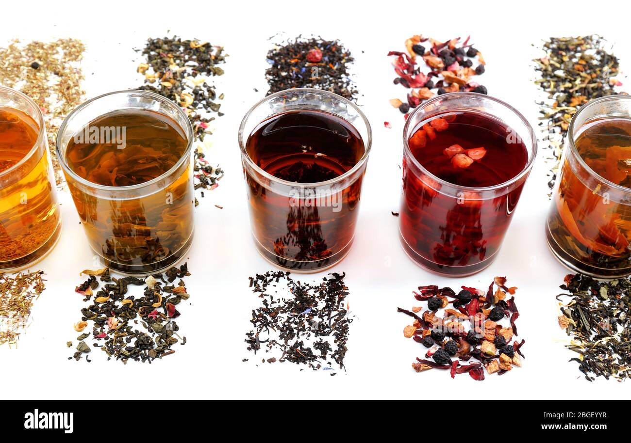 Assortment of tea isolated on white Stock Photo - Alamy