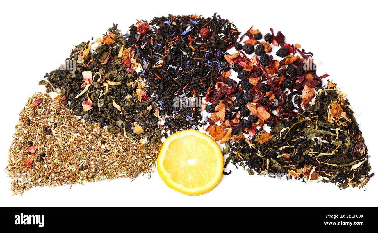 Assortment of tea isolated on white Stock Photo - Alamy