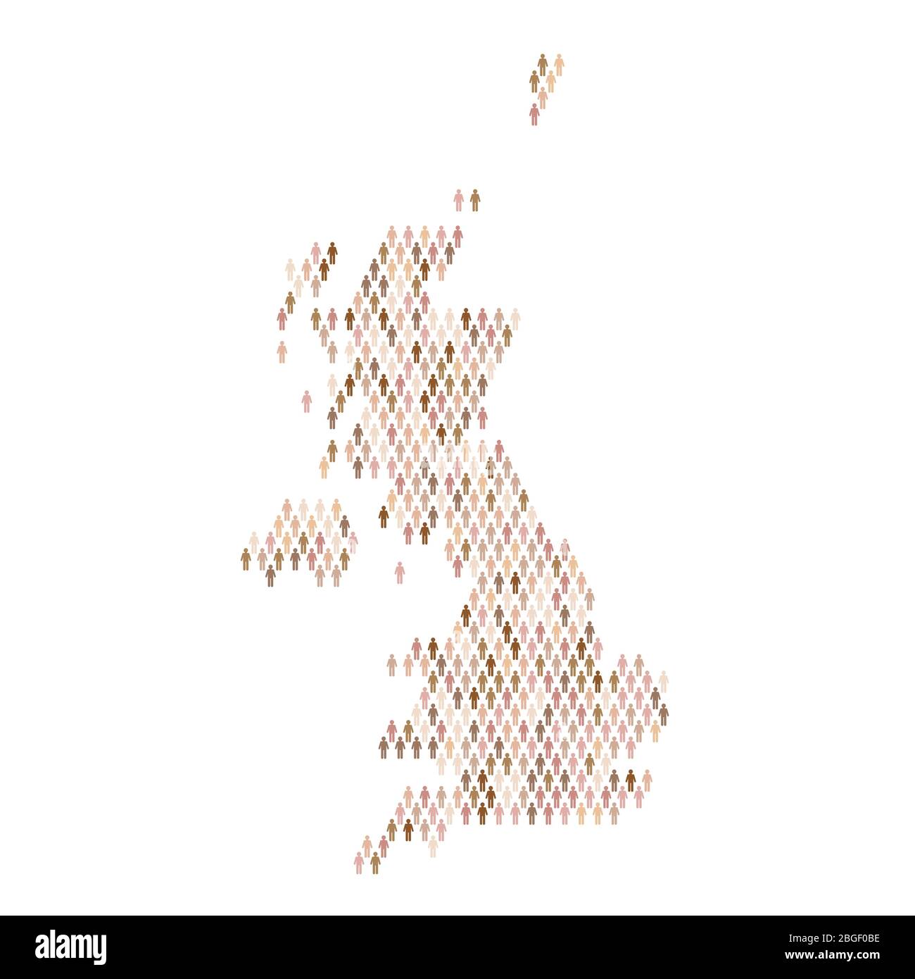 United Kingdom population infographic. Map made from stick figure ...