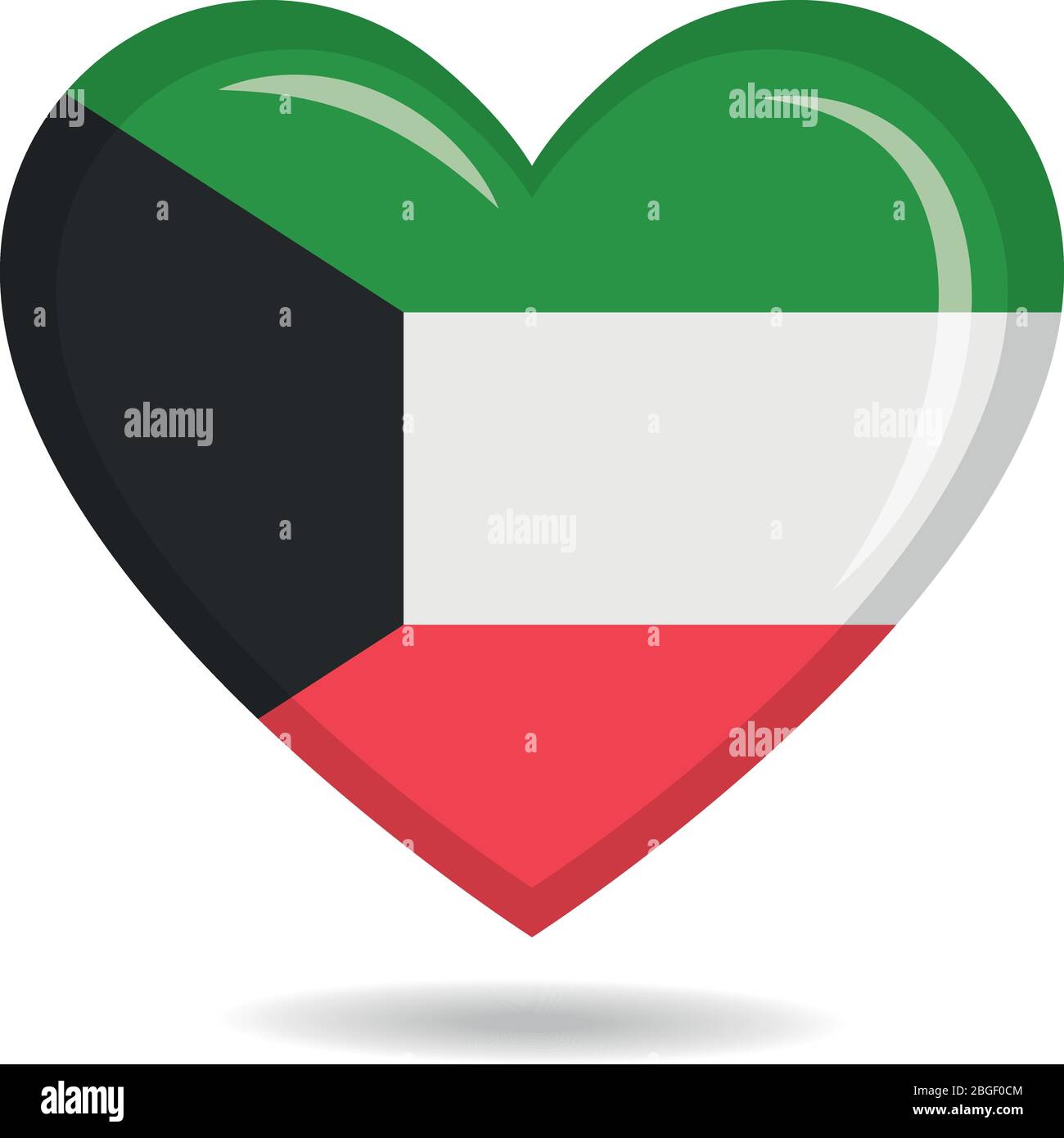 Kuwait national flag in heart shape vector illustration Stock Vector ...