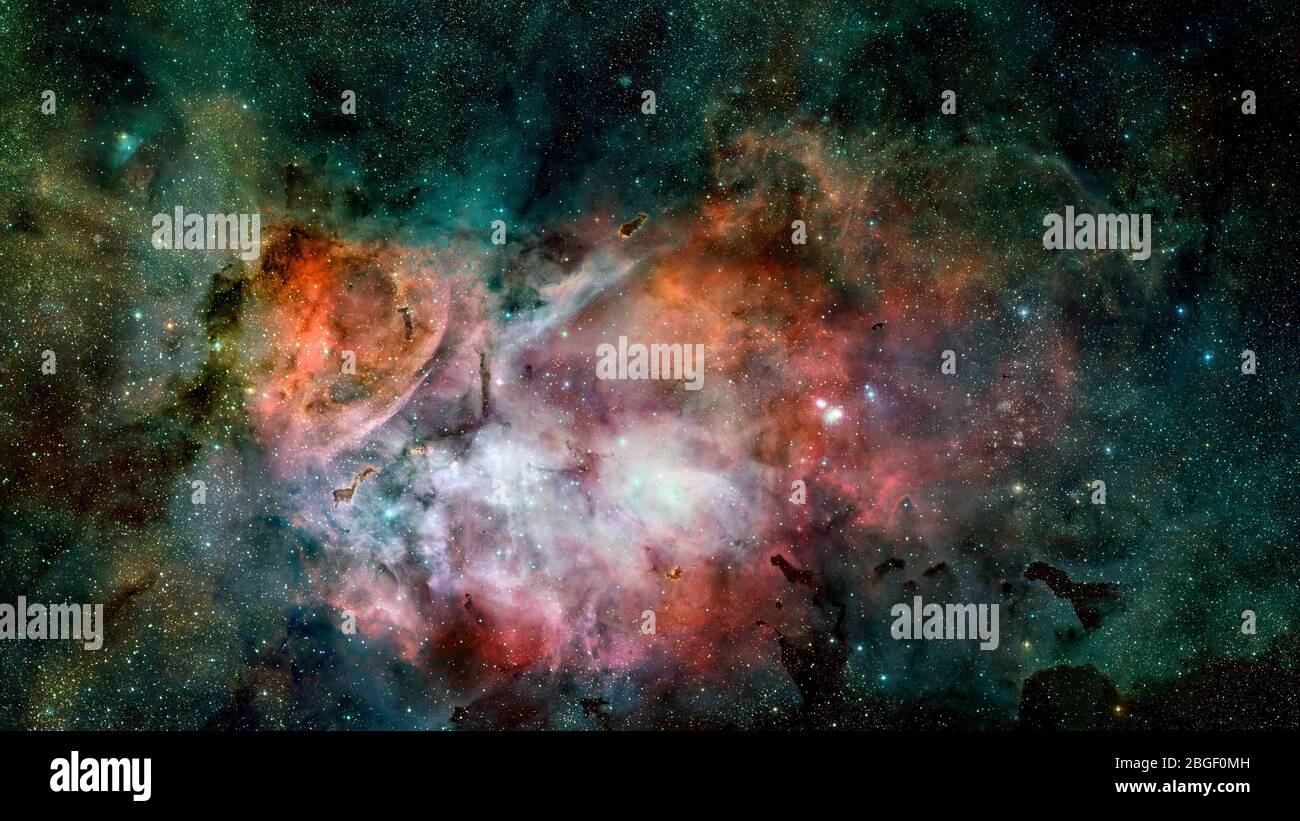 Astronomical scientific background, nebula and stars in deep space ...