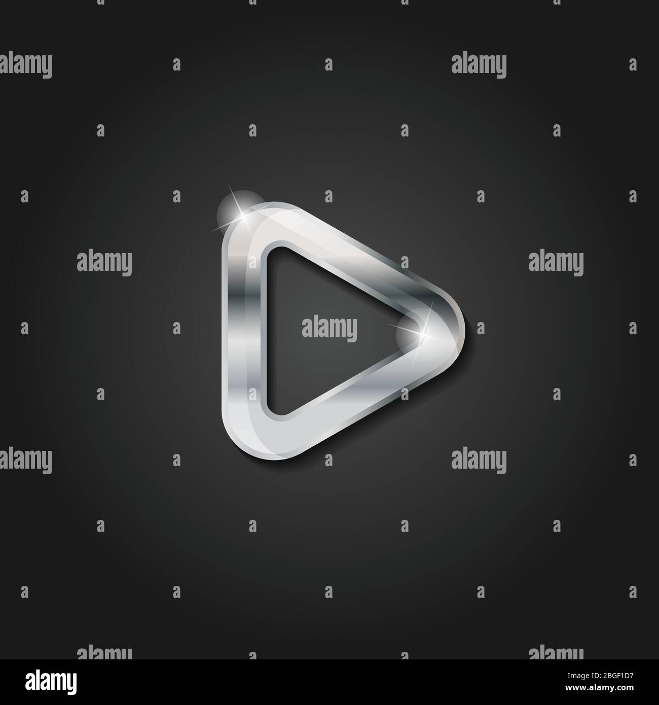 Shiny silver play icon metallic symbol design vector template isolated ...