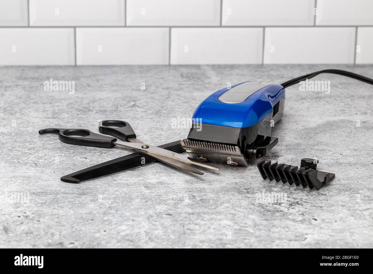 hair and beard trimmer with comb and scissors. Personal grooming, hair ...