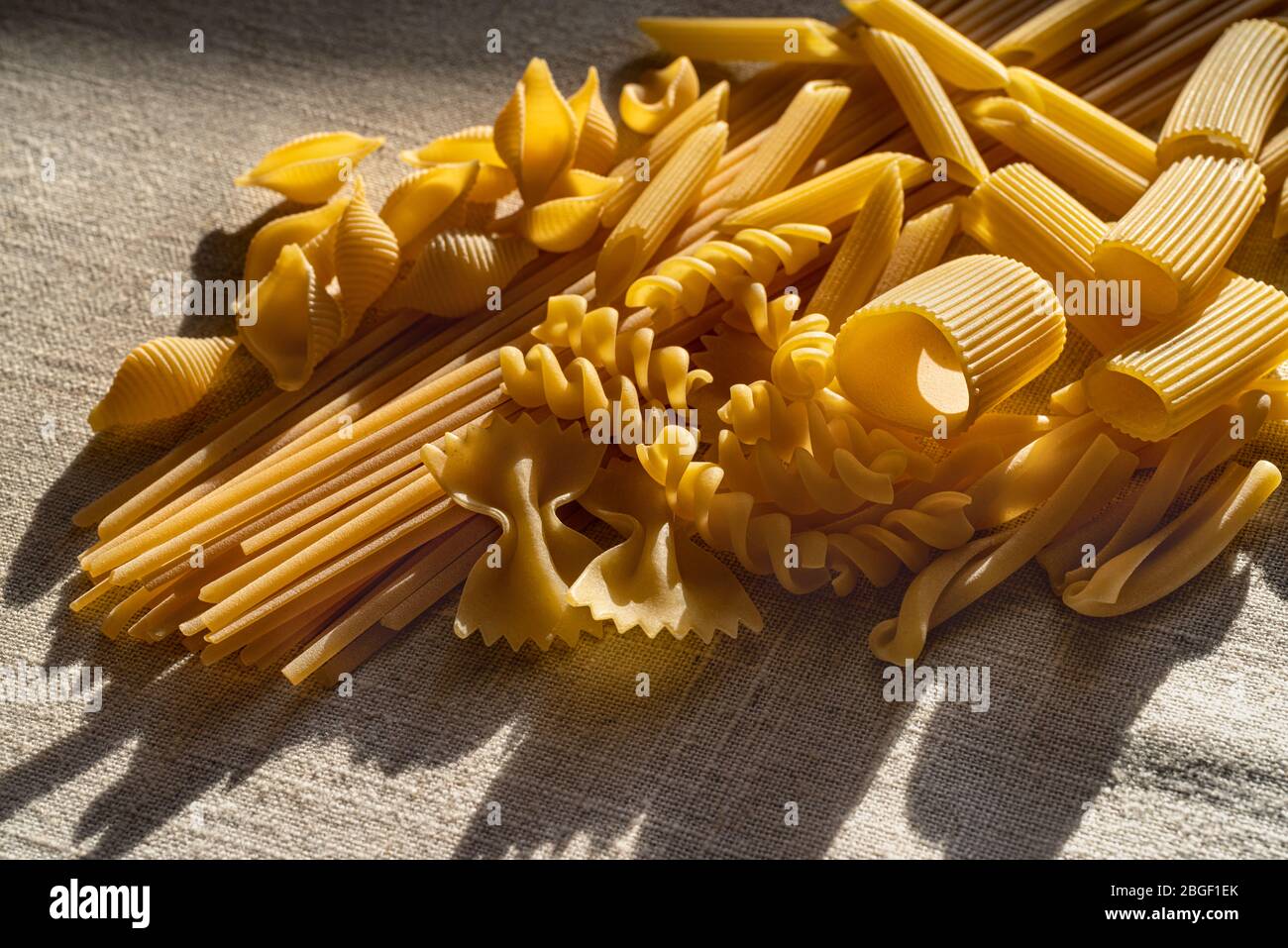 Assortment of uncooked dry pasta of differing types Stock Photo - Alamy