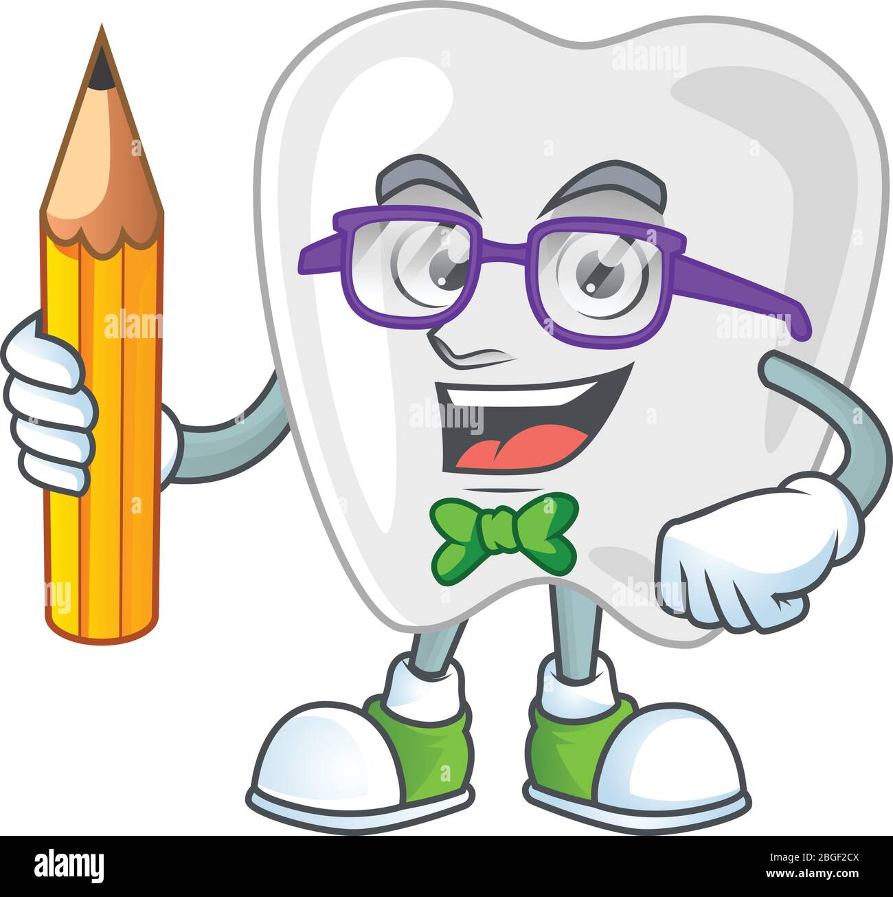 Teeth student cartoon character studying with pencil Stock Vector Image ...