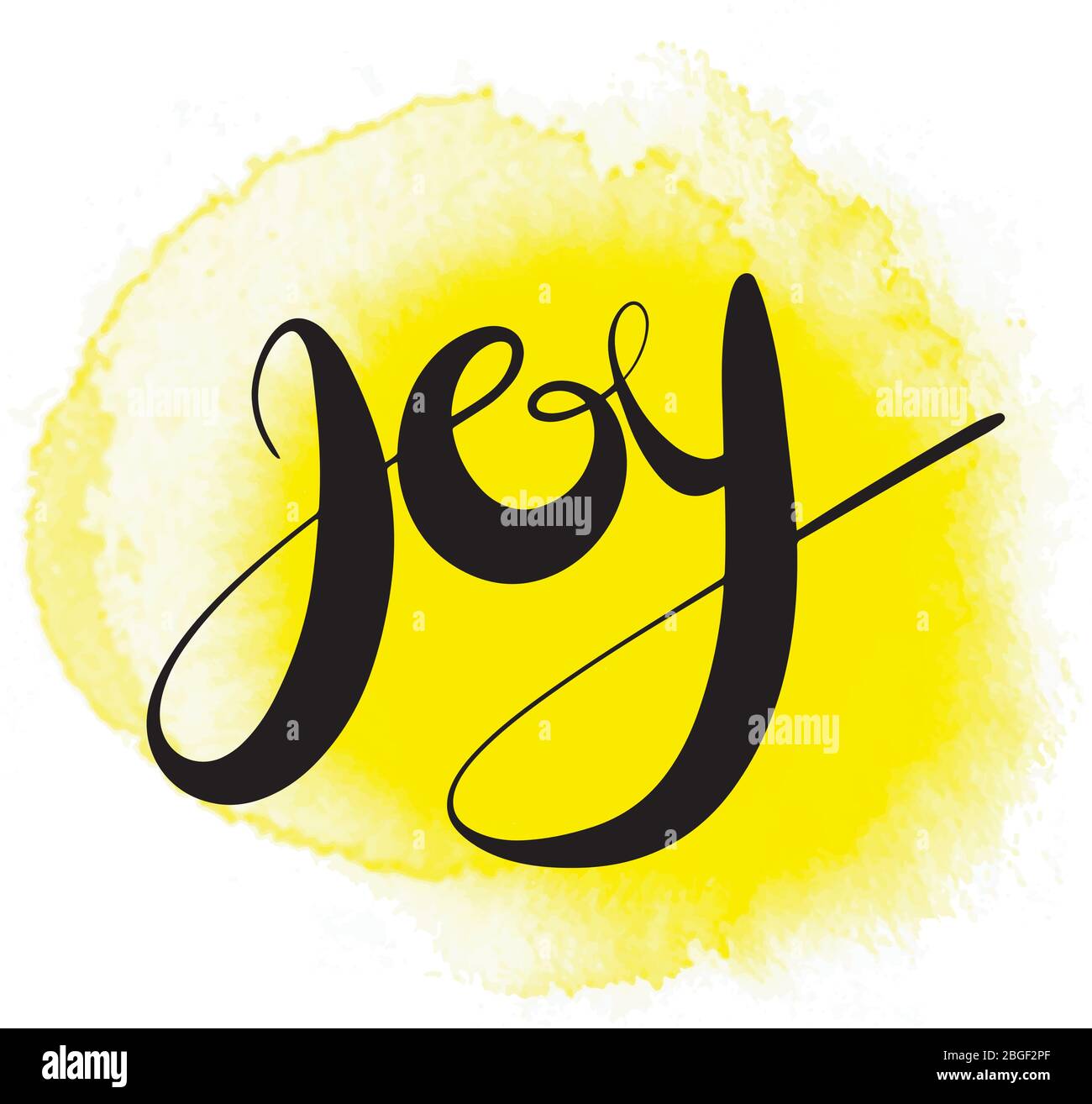Vector lettering joy yellow background watecolor Stock Vector Image ...