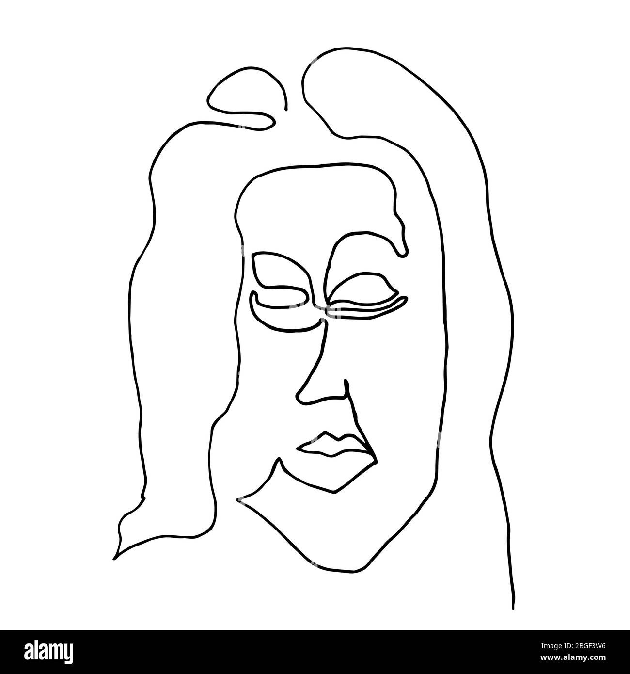 Line drawing female face Black and White Stock Photos & Images - Alamy