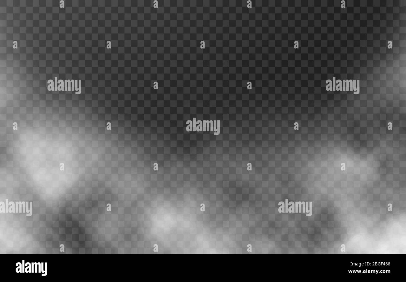Smoke isolated on transparent backdrop. White fog effect. Realistic ...