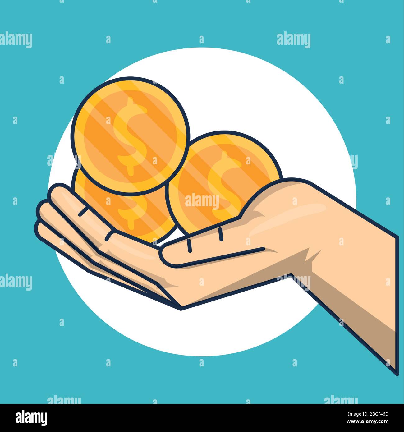 hand human with coins money icon Stock Vector Image & Art - Alamy