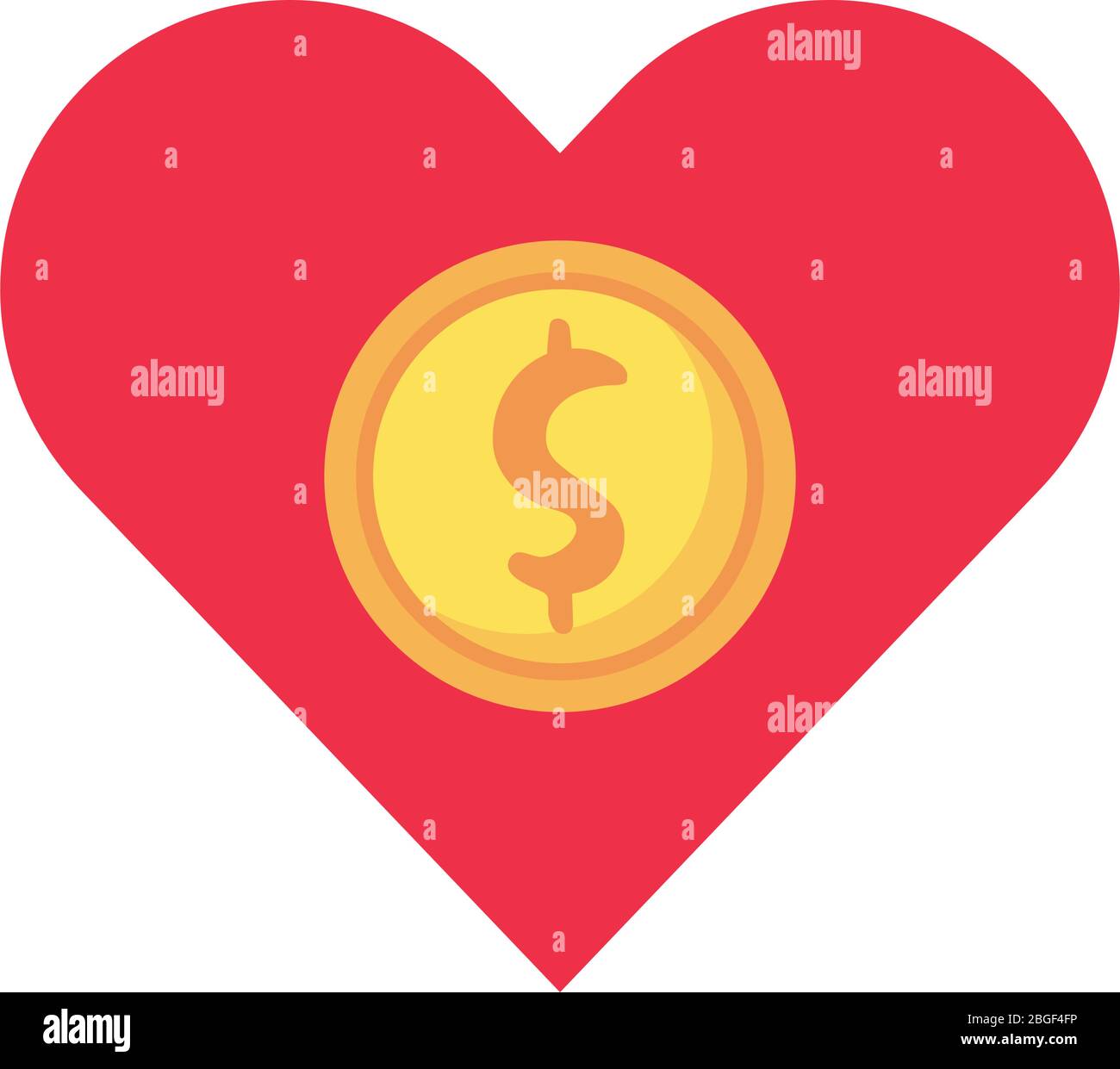 coin money dollar in heart Stock Vector Image & Art - Alamy