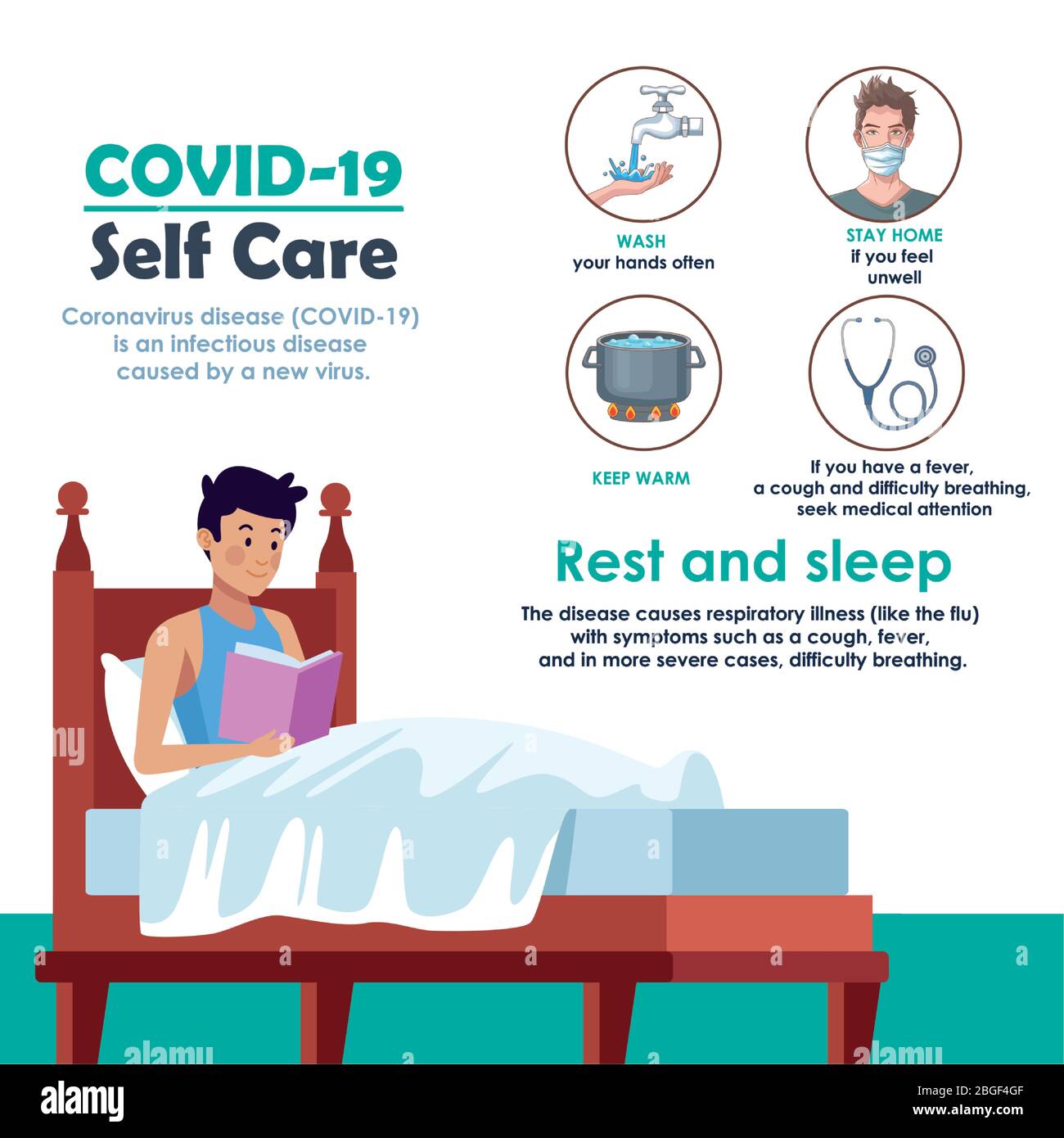 covid19 infographics with self care Stock Vector Image & Art - Alamy