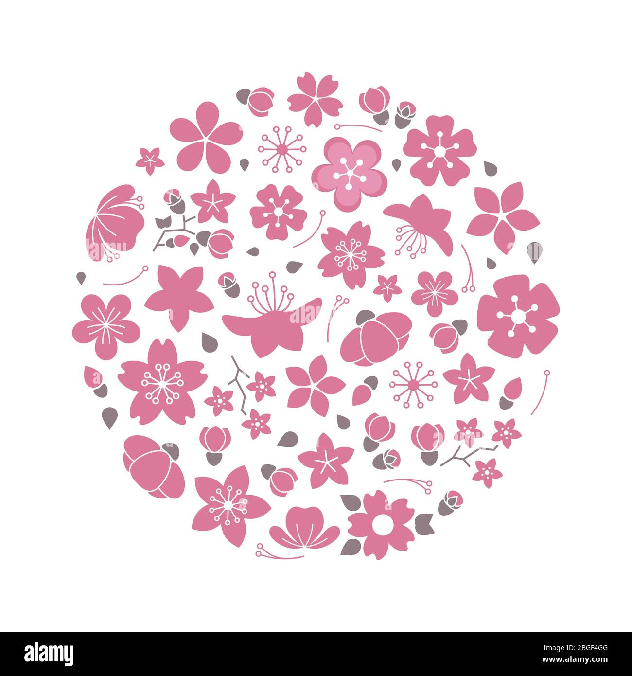 Blossom flowers round form logo isolated on white background. Vector ...