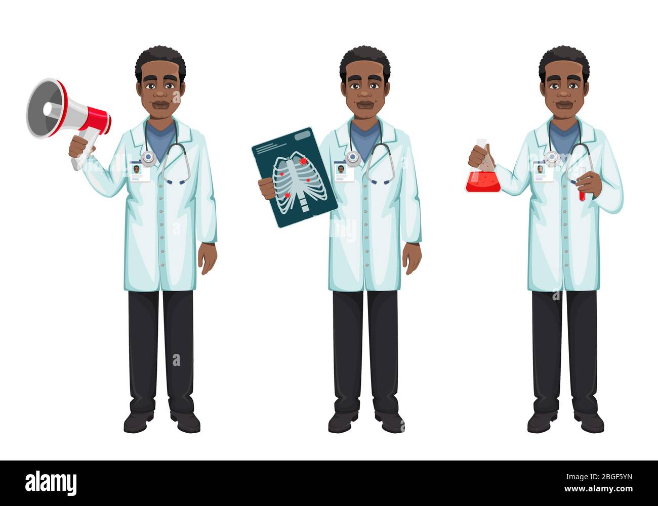 African American doctor working in the hospital during coronavirus ...