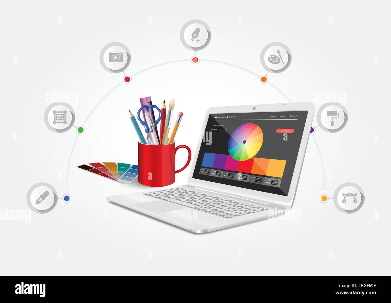 Vector Design Depicting A Computer Graphics Workshop Stock Vector Image