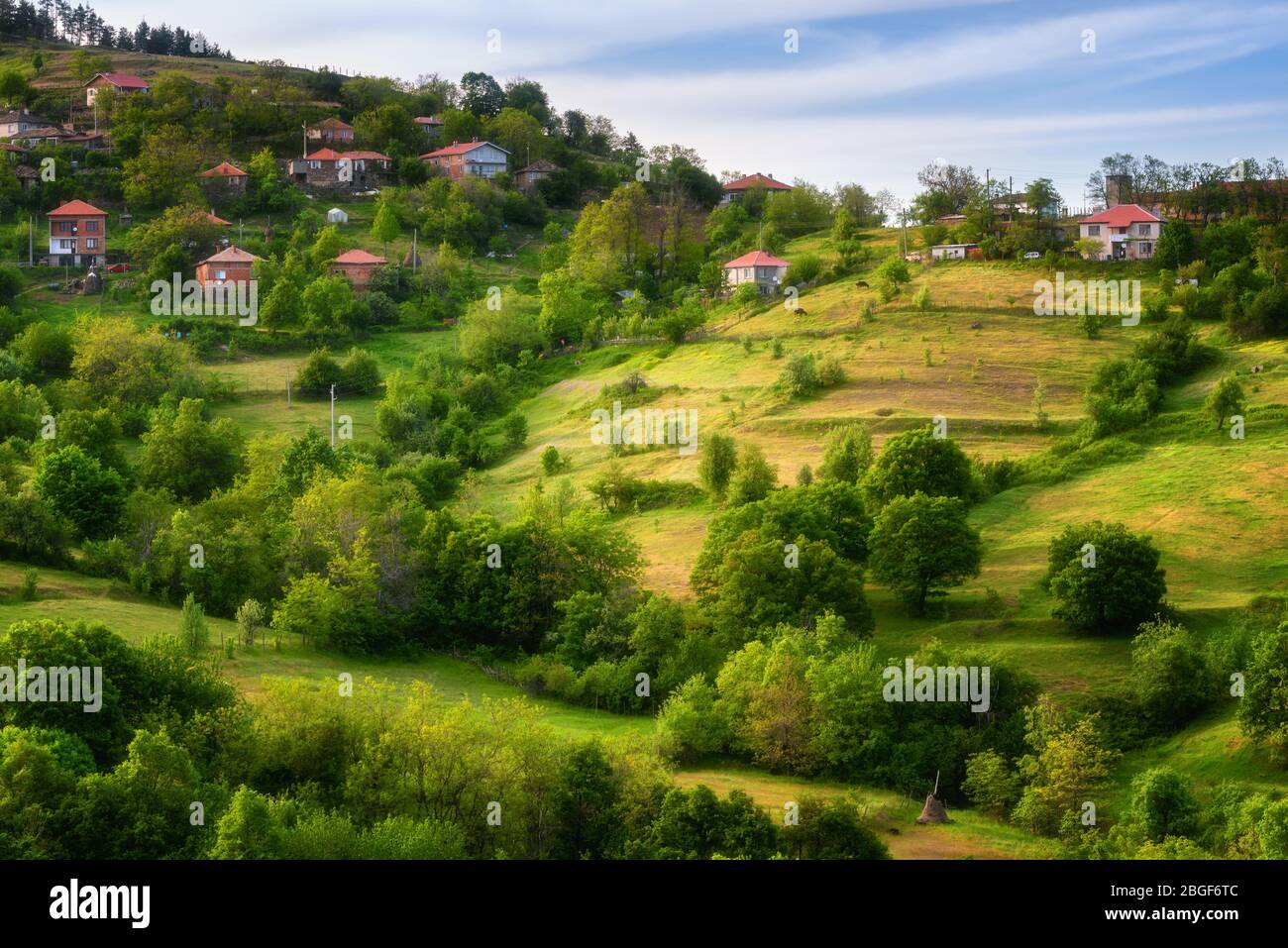 Spring is coming... Amazing spring view with a little village in ...