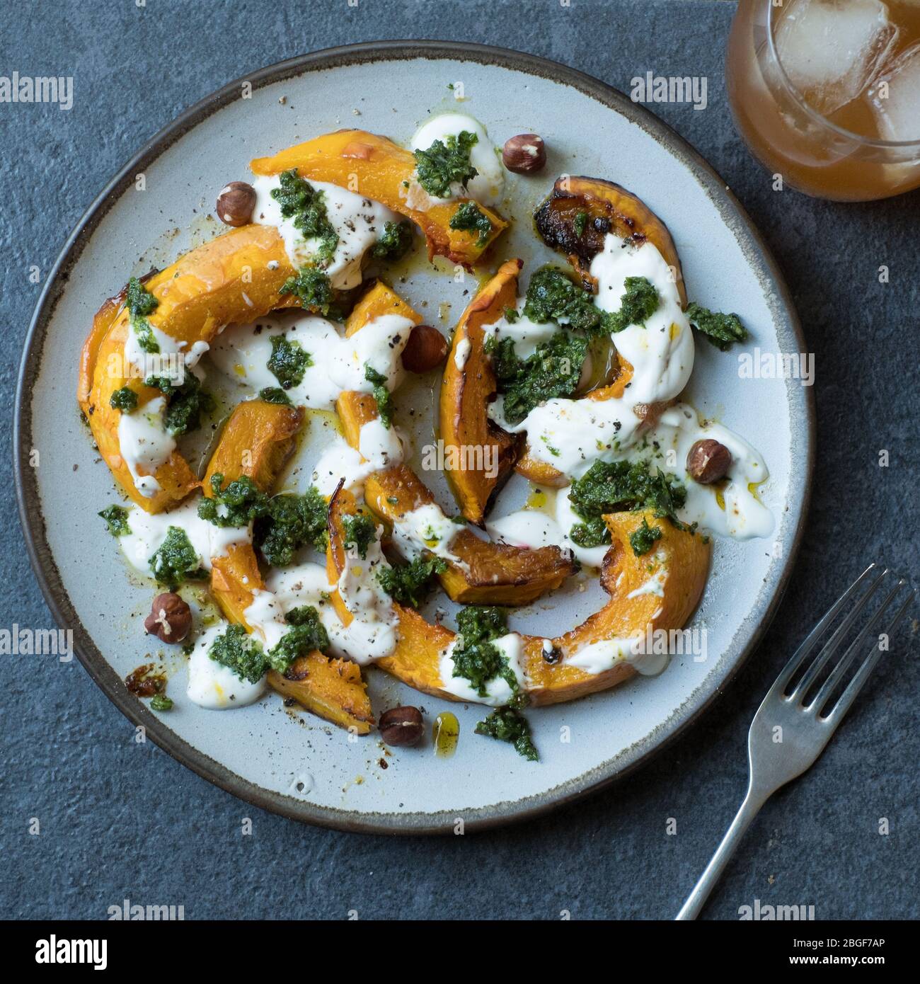 Roasted squash with roasted hazelnuts and a parsley, hazelnut and ...