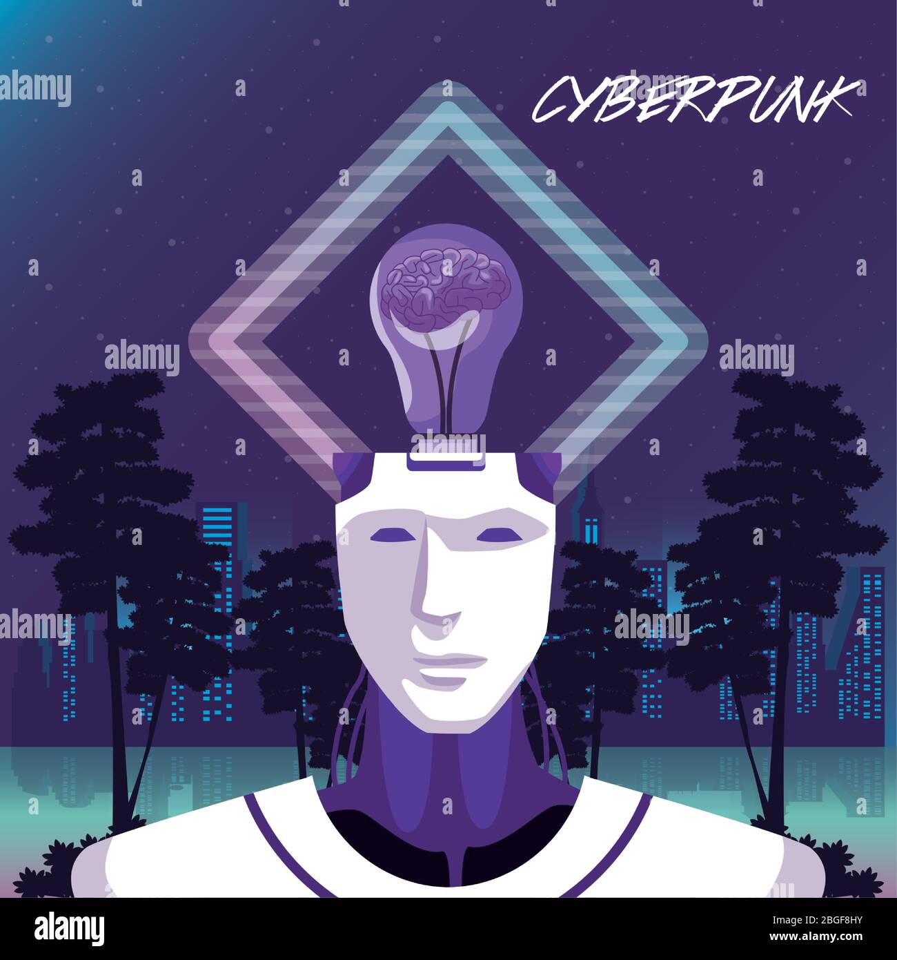 cyber punk poster with humanoid robot Stock Vector Image & Art - Alamy