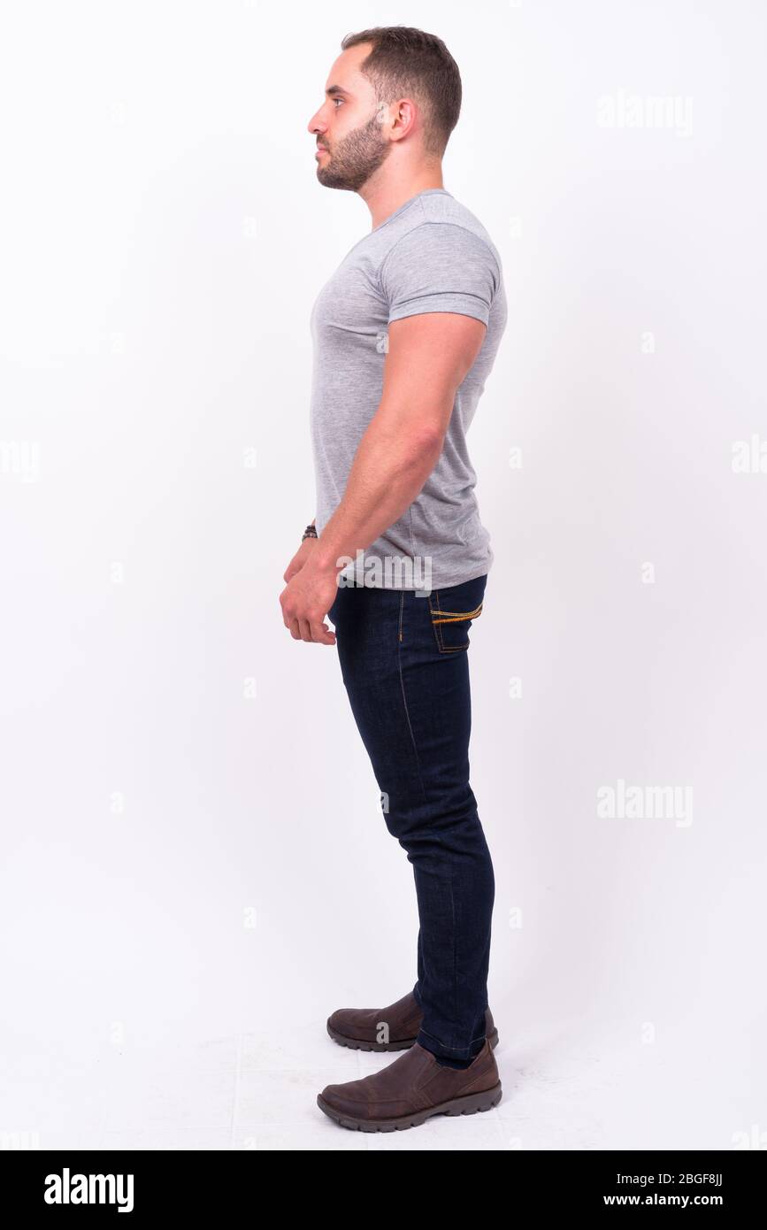 Full body shot of muscular bearded man Stock Photo - Alamy
