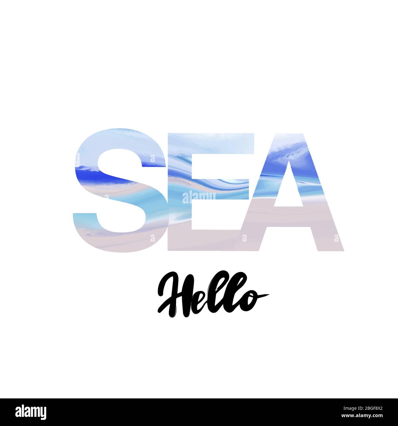 Bright Vector illustration with the word sea creative typography with ...