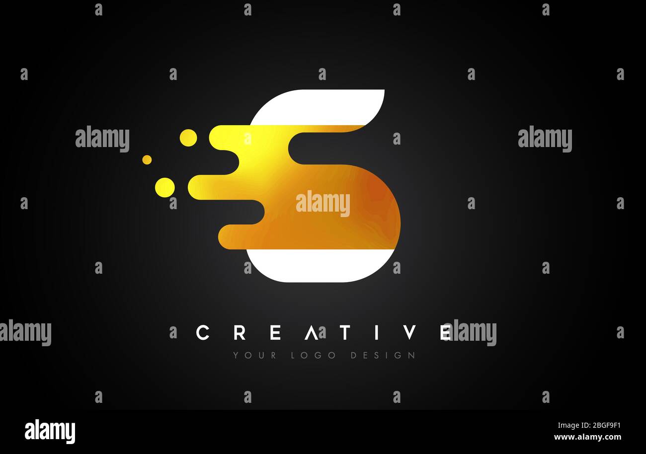 S Melted Golden Letter Logo Design. Creative Golden Fluid Letter Icon ...