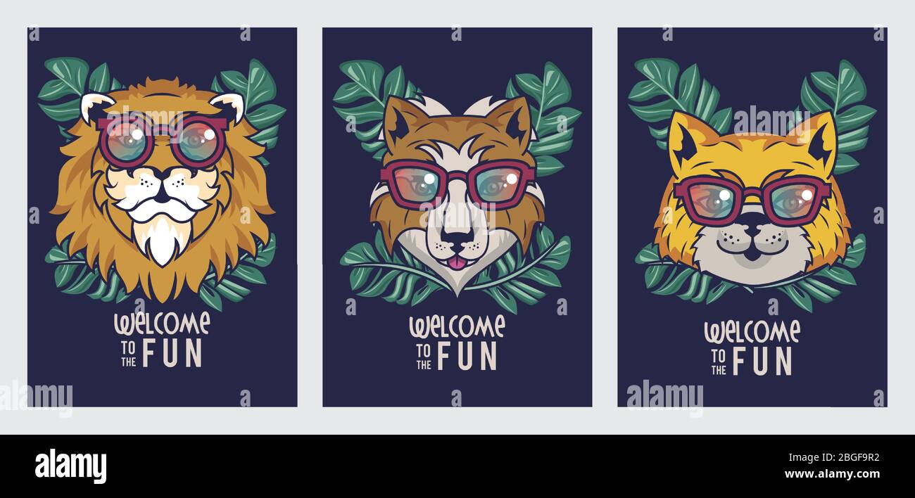 welcome to the fun with animals using glasses Stock Vector Image & Art ...