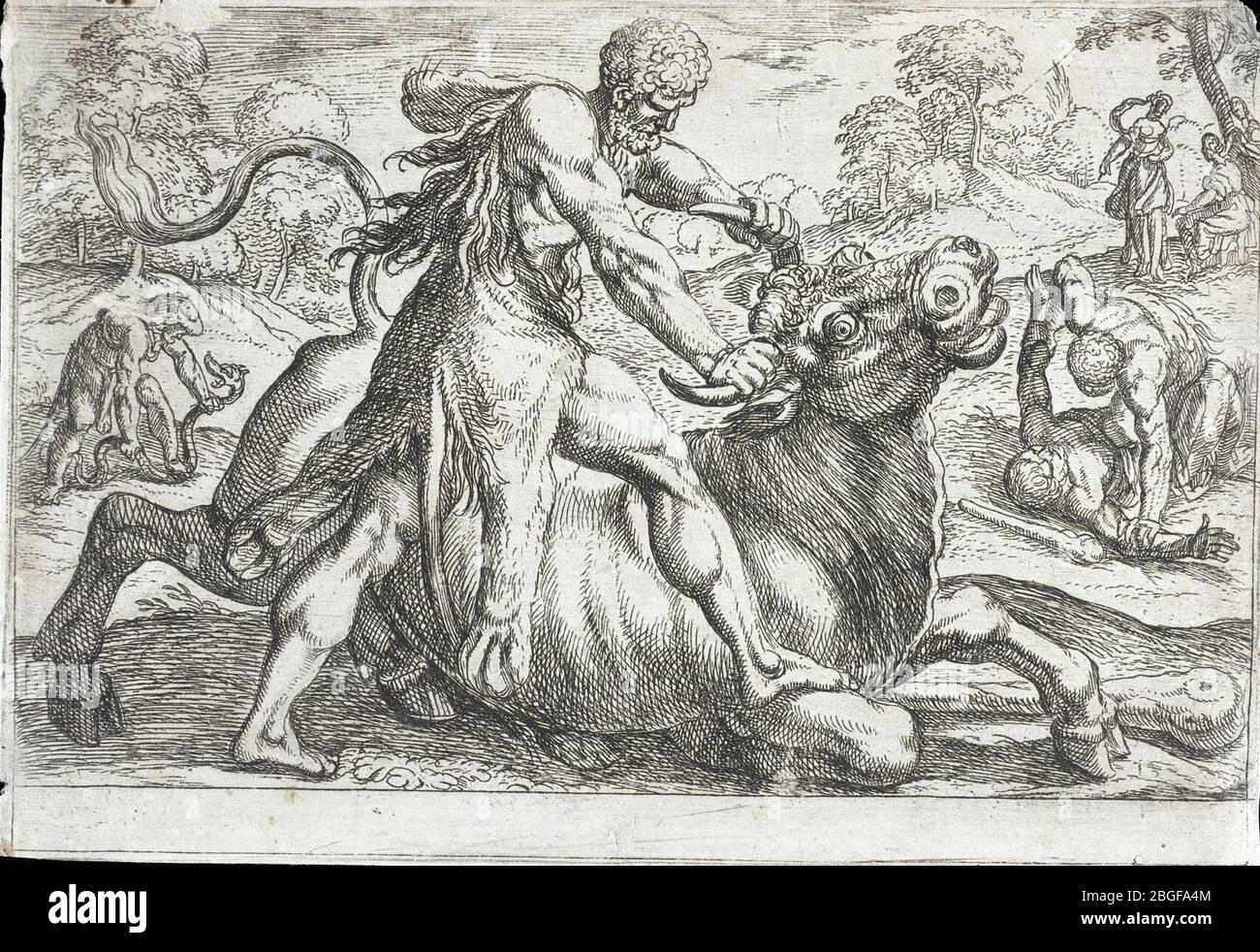 Hercules and the Bull of Poseidon Stock Photo - Alamy