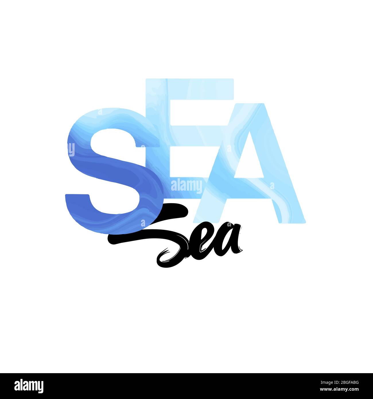 Bright Vector illustration with the word sea creative typography with ...