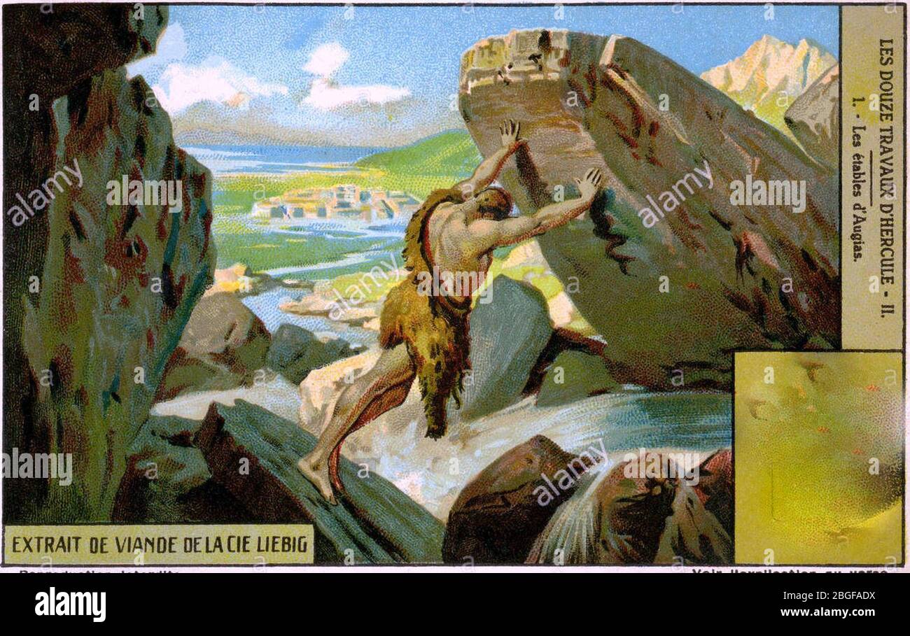 Hercules cleans the Augean stables by redirecting the rive Stock Photo ...