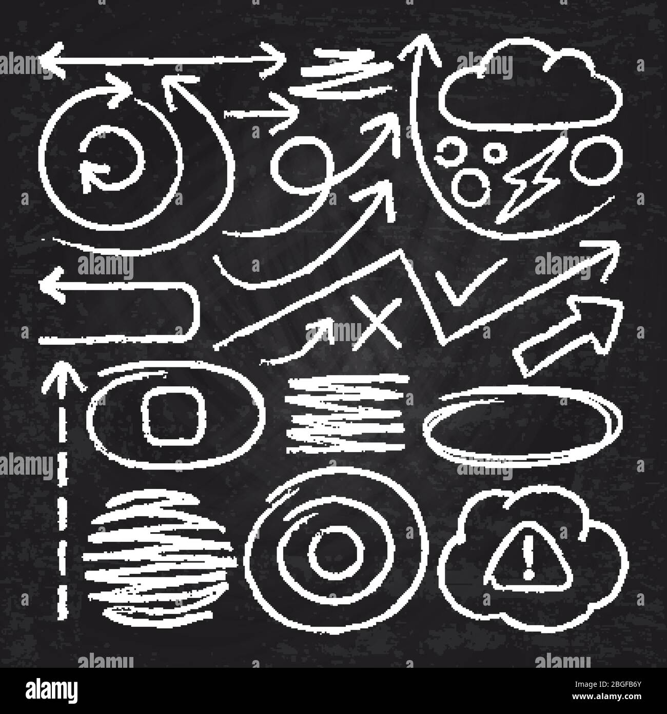 Doodle white arrows and chalk design stroke scribble elements. Sketch ...