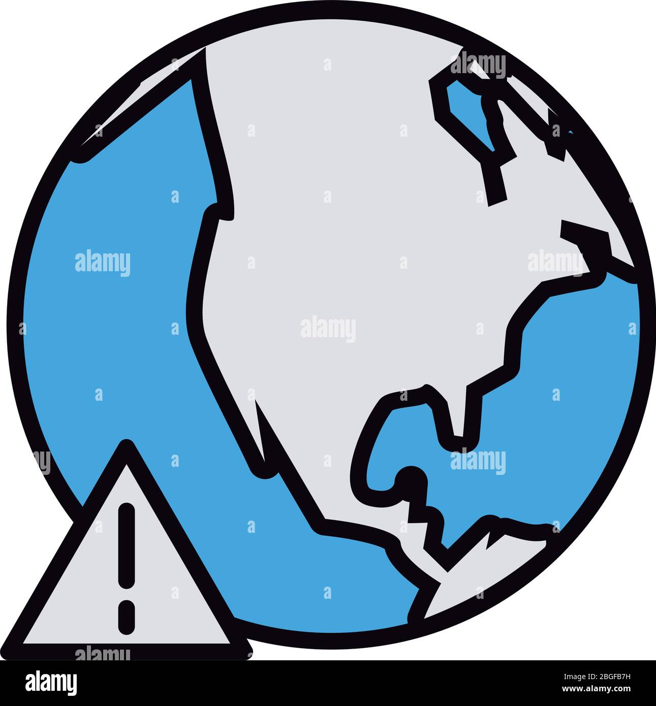 earth planet with alert symbol line and fill style Stock Vector Image ...