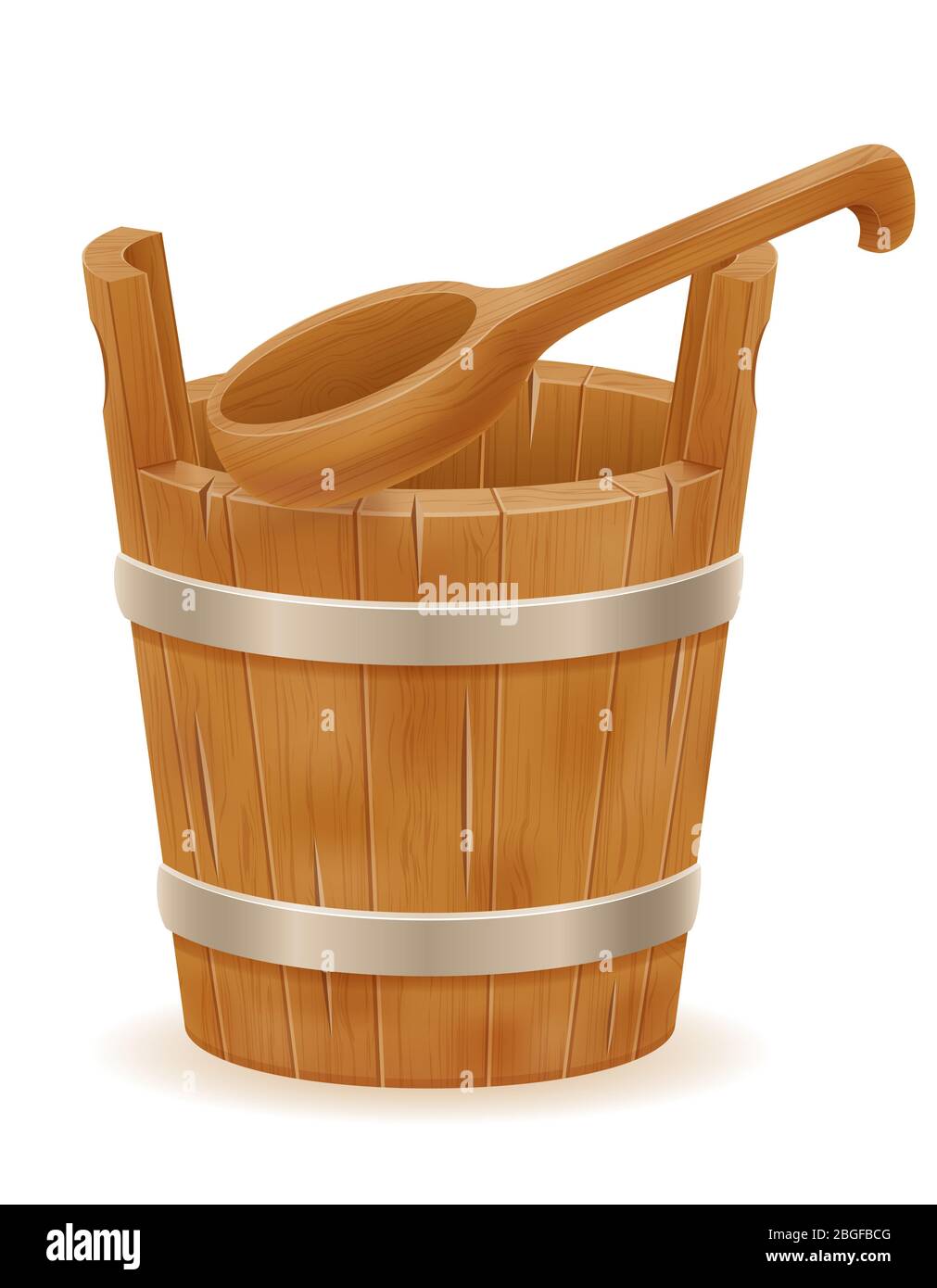 wooden bucket with wood texture old retro vintage vector illustration ...