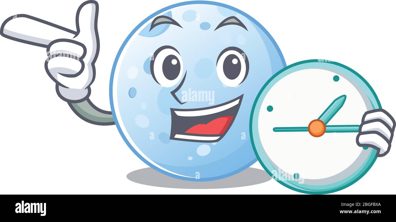 Blue moon mascot design concept smiling with clock Stock Vector Image ...