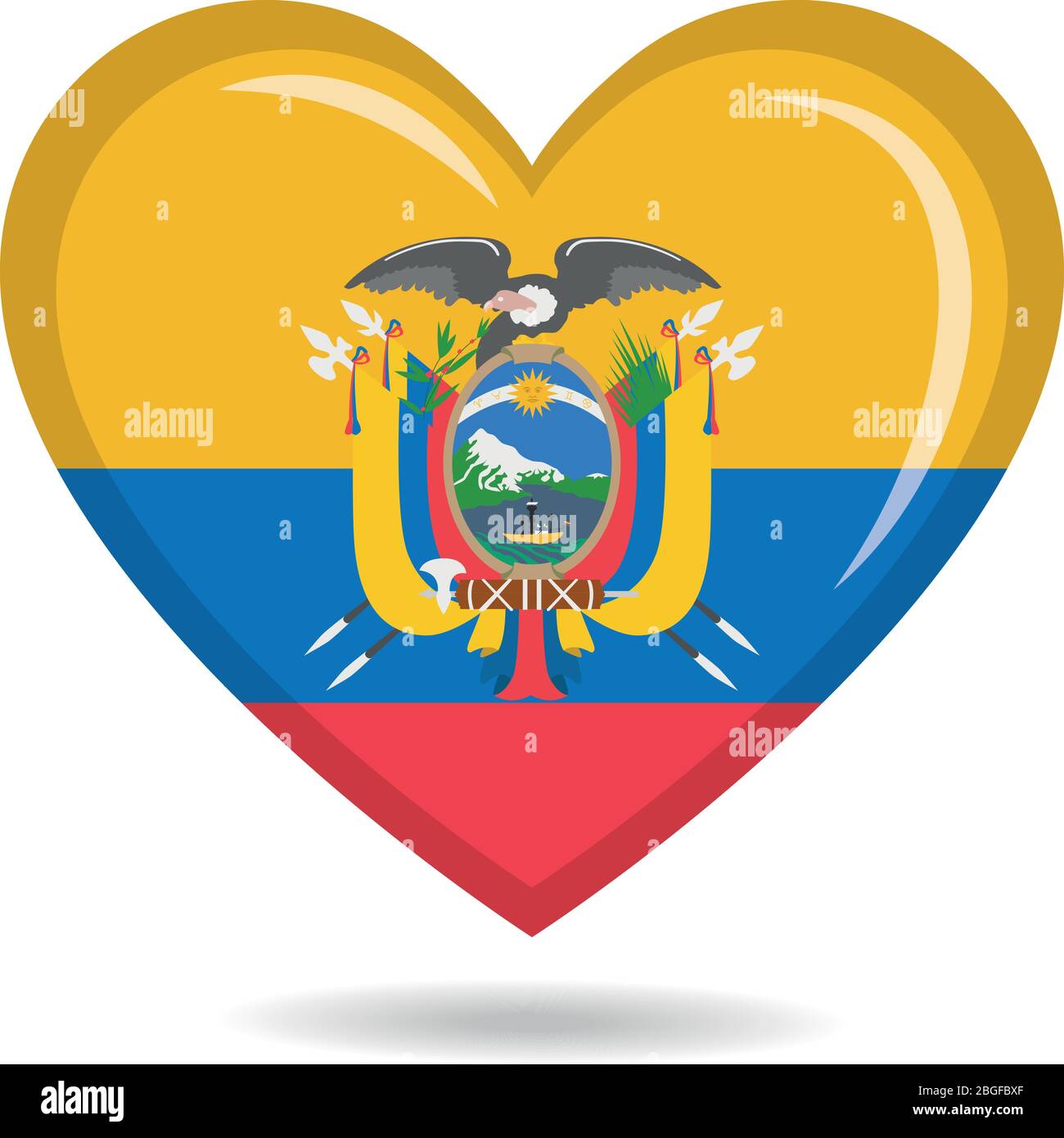 Ecuador national flag in heart shape vector illustration Stock Vector ...