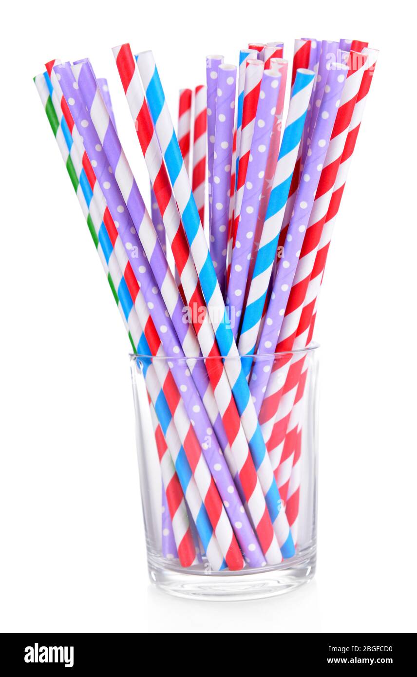 Container of plastic straws Cut Out Stock Images & Pictures - Alamy