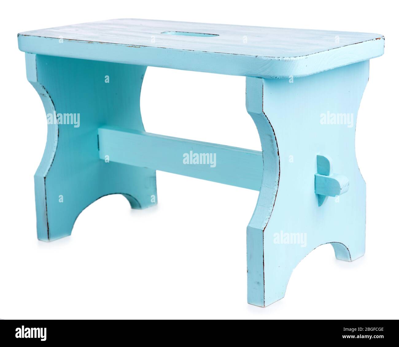 Wooden stool isolated on white Stock Photo - Alamy