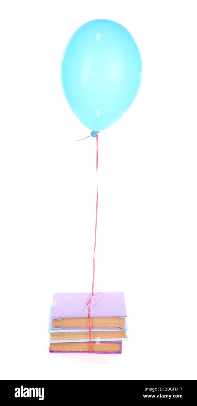Color balloon with books, isolated on white Stock Photo - Alamy