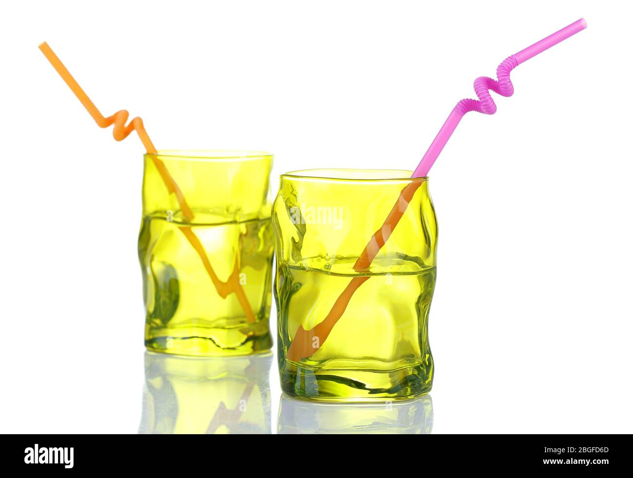 Colorful glasses with cocktail straw isolated on white Stock Photo - Alamy
